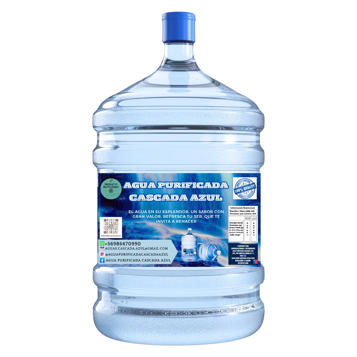 Bidón retornable NUEVO vacío 2O L :: Agua Purificada Cascada Azul